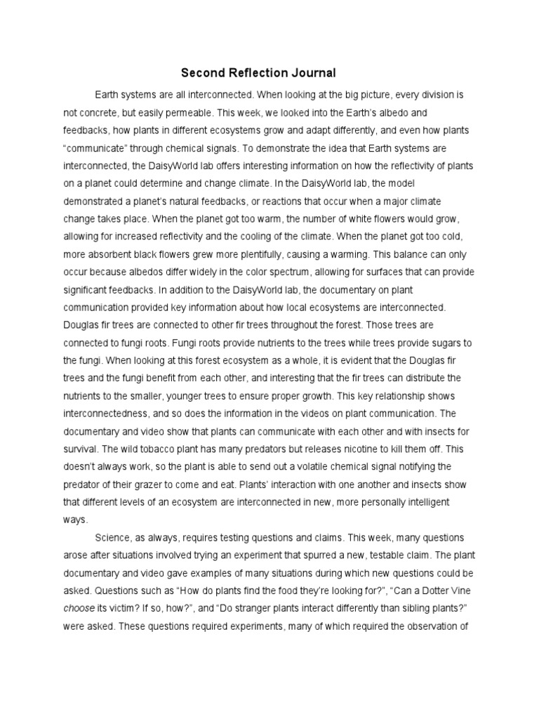 Second Reflection Journal: Choose | PDF | Climate | Trees