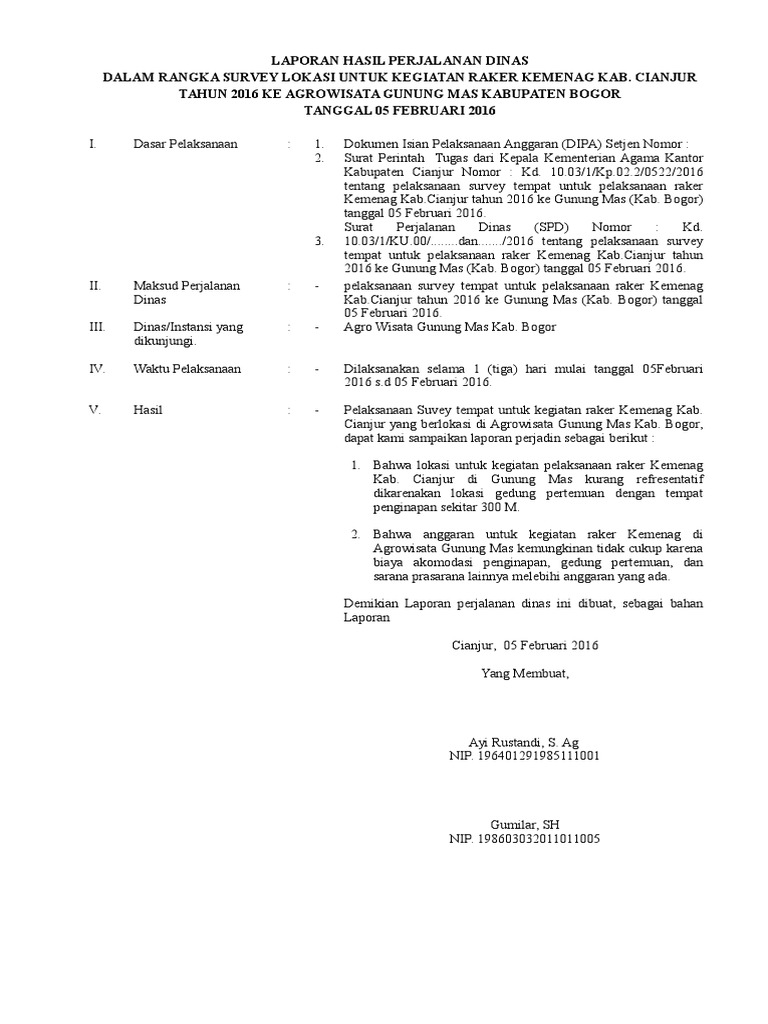 Format Laporan Perjadin | PDF