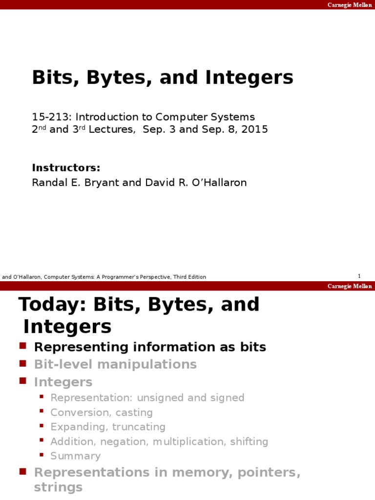 02 03 Bits Ints Integer Computer Science Division Mathematics 