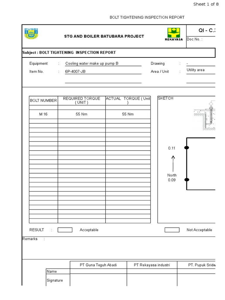 STG and Boiler Batubara Project: Subject: Bolt Tightening Inspection ...