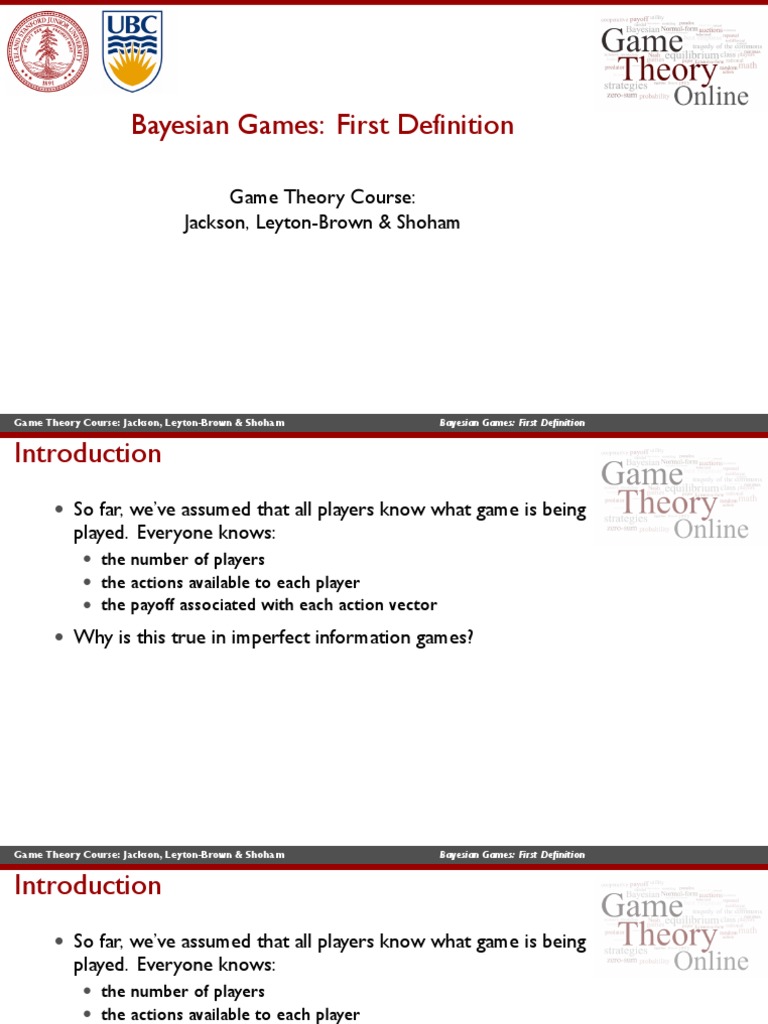 Introduction to Bayesian Games | PDF | Sports & Recreation | Games ...