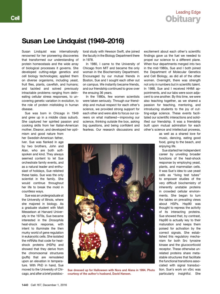 Susan Lee Lindquist 1949 2016 2016 Cell | PDF | Neurodegeneration ...
