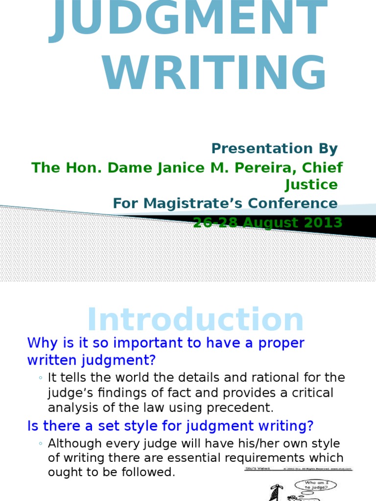 Judgment Writing by Dame Janice Pereira | PDF | Judgment (Law) | Magistrate