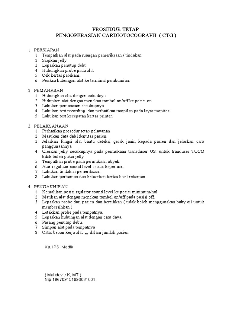 Prosedur Tetap CTG | PDF