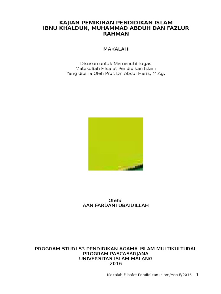 Makalah - Pemikiran Pendidikan Islam Ibnu Khaldun - M Abduh Dan Fazlur Rahman | PDF