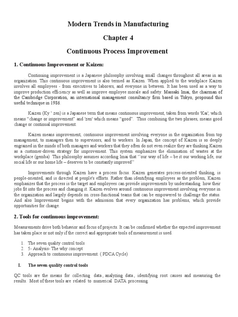 Continuous Improvement | PDF | Causality | Inventory