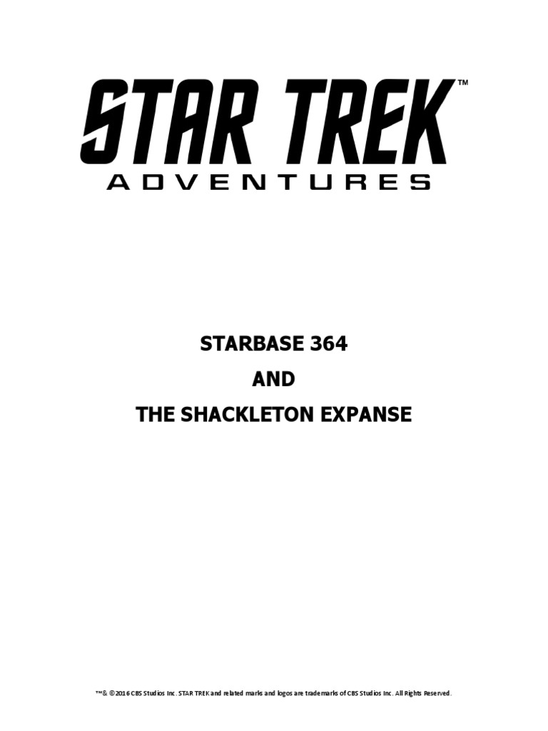 STAR TREK ADVENTURES Starbase 364 and The Shackleton Expanse | PDF ...