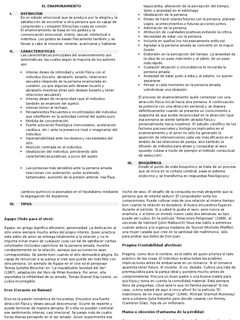 Características y tipos del enamoramiento | PDF | Amor | Conceptos ...