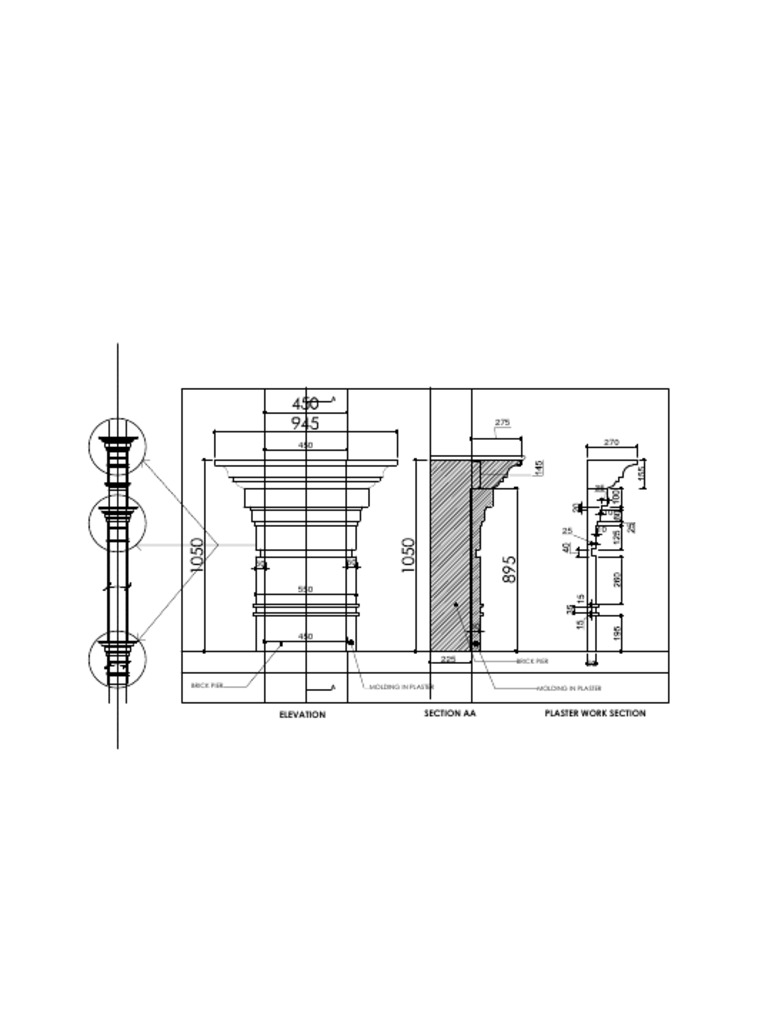 Architectural drawings showing building elevations, sections, and ...