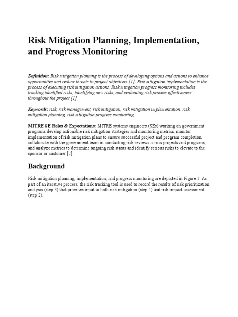 Risk Mitigation Planning | PDF | Risk | Risk Management