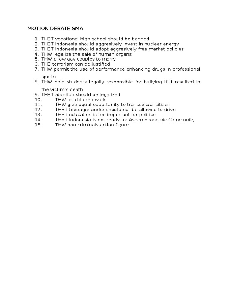Motion Debate SMA | PDF