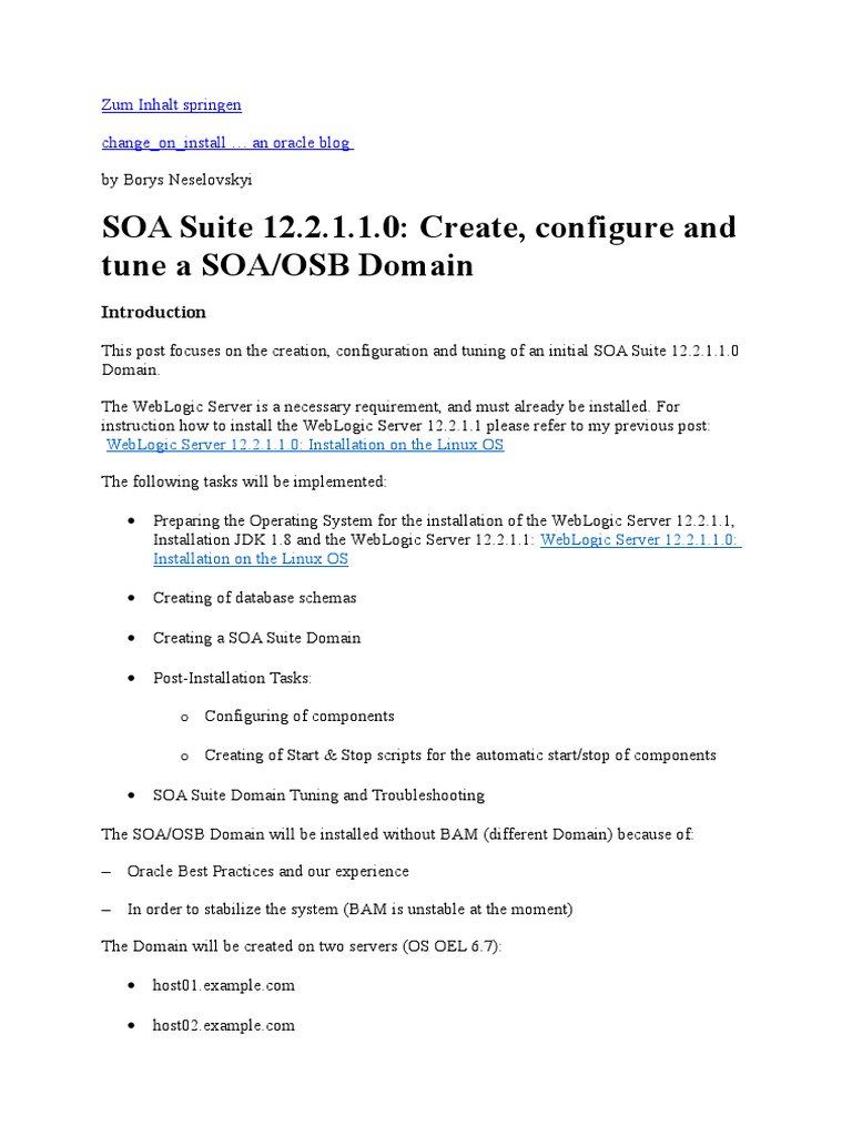 SOA Suite 12.2.1.1.0 - Create Configure and Tune A SOA - OSB Domain ...