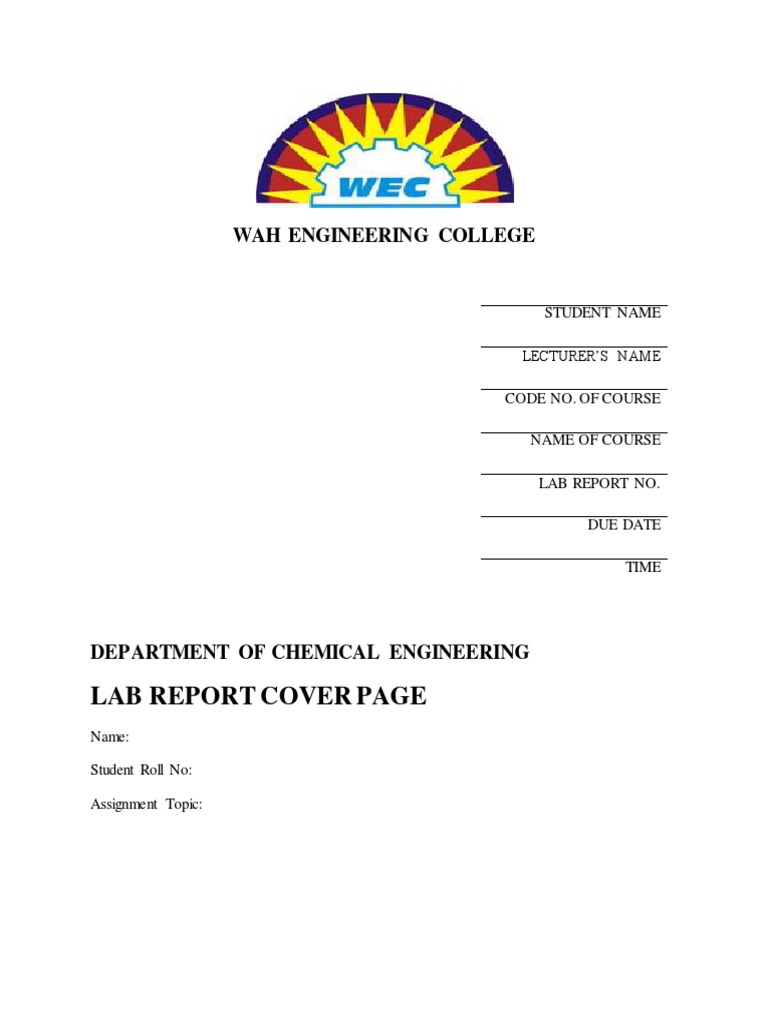 Lab Report Cover Page: Wah Engineering College | PDF