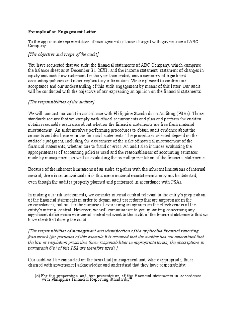 Example of An Engagement Letter | PDF