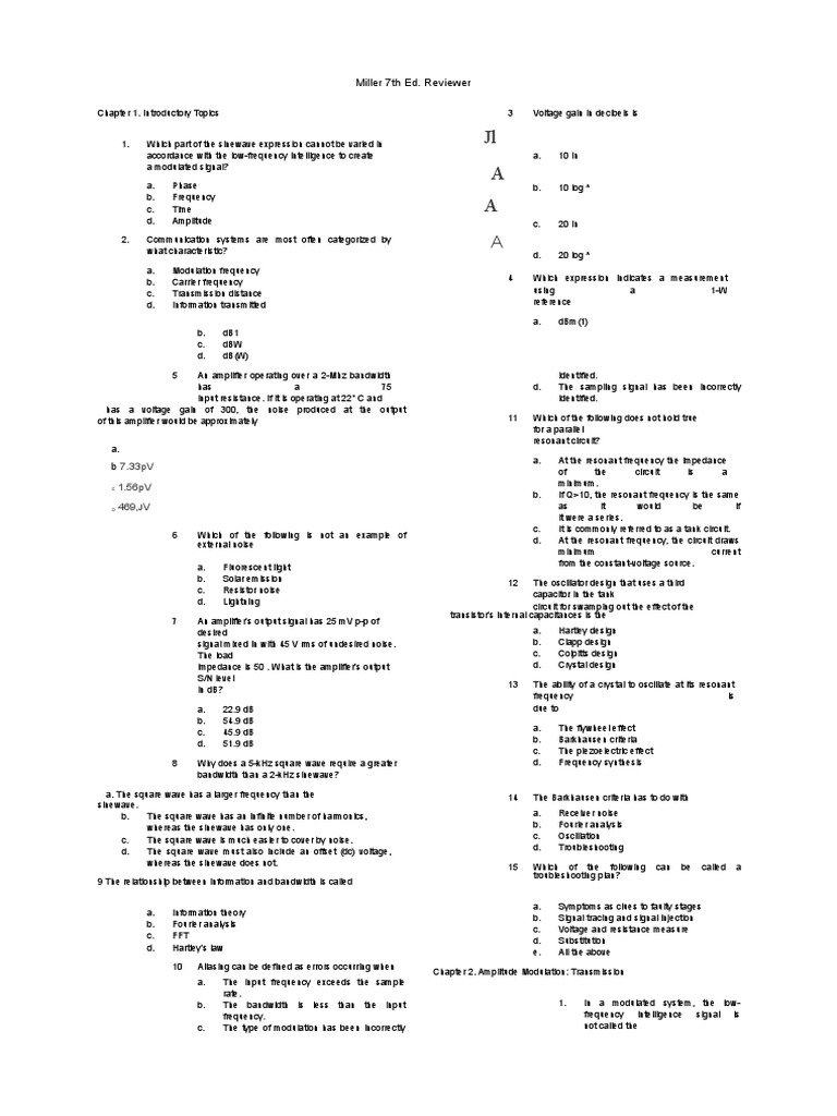 Modern Electronic Communication 7th Edition by Beasley Miller MCQ | PDF | Frequency Modulation ...