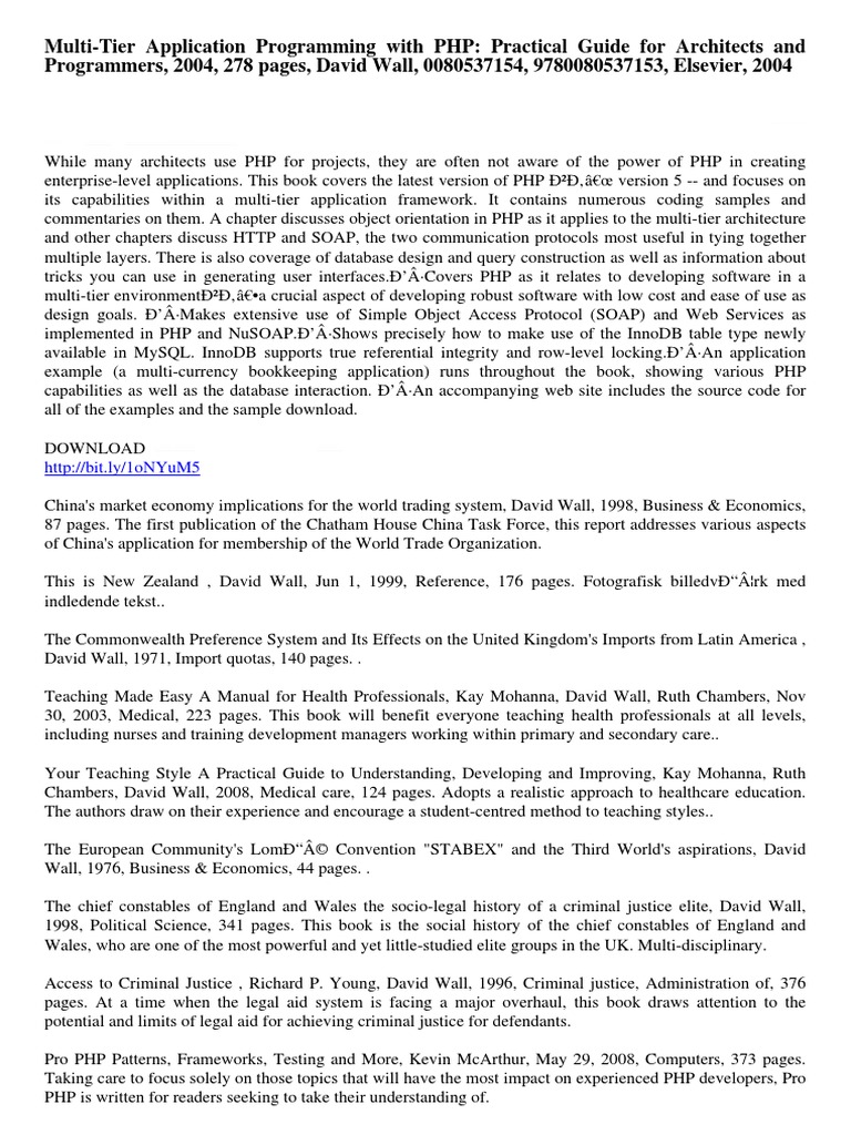 Multi Tier Application Programming With PHP Practical Guide For Architects and Programmers | PDF ...