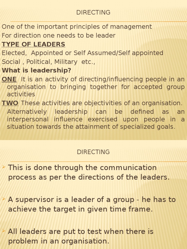 Type of Leaders: Directing | PDF | Communication | Leadership