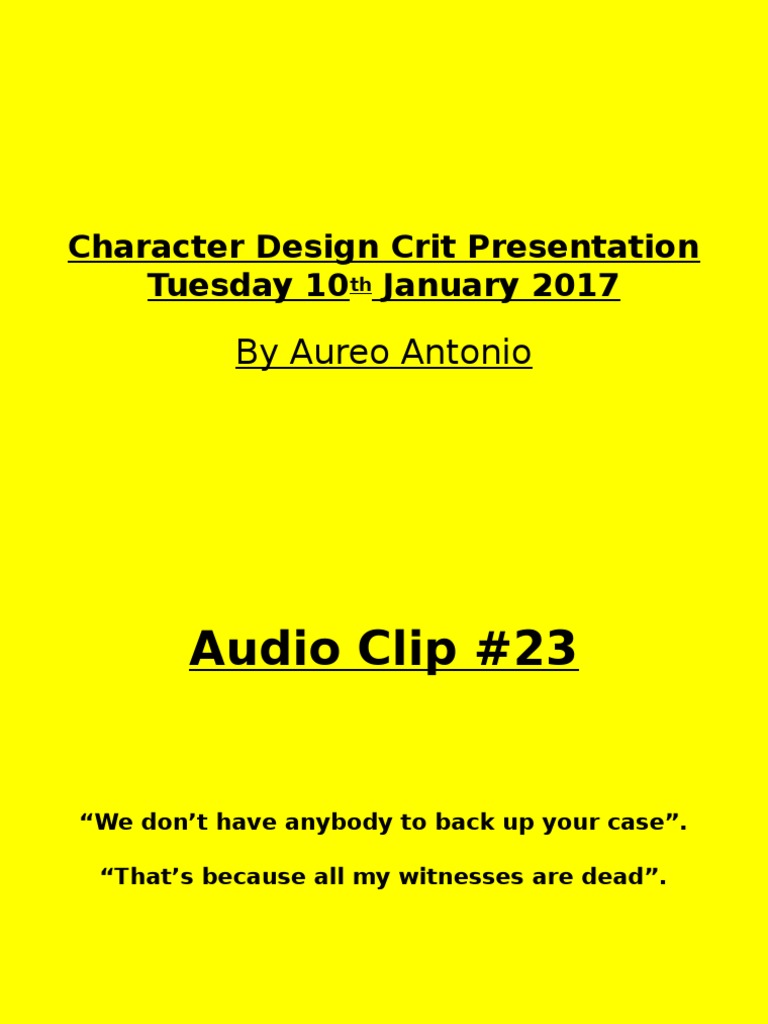 Character Project Crit Presentation | PDF