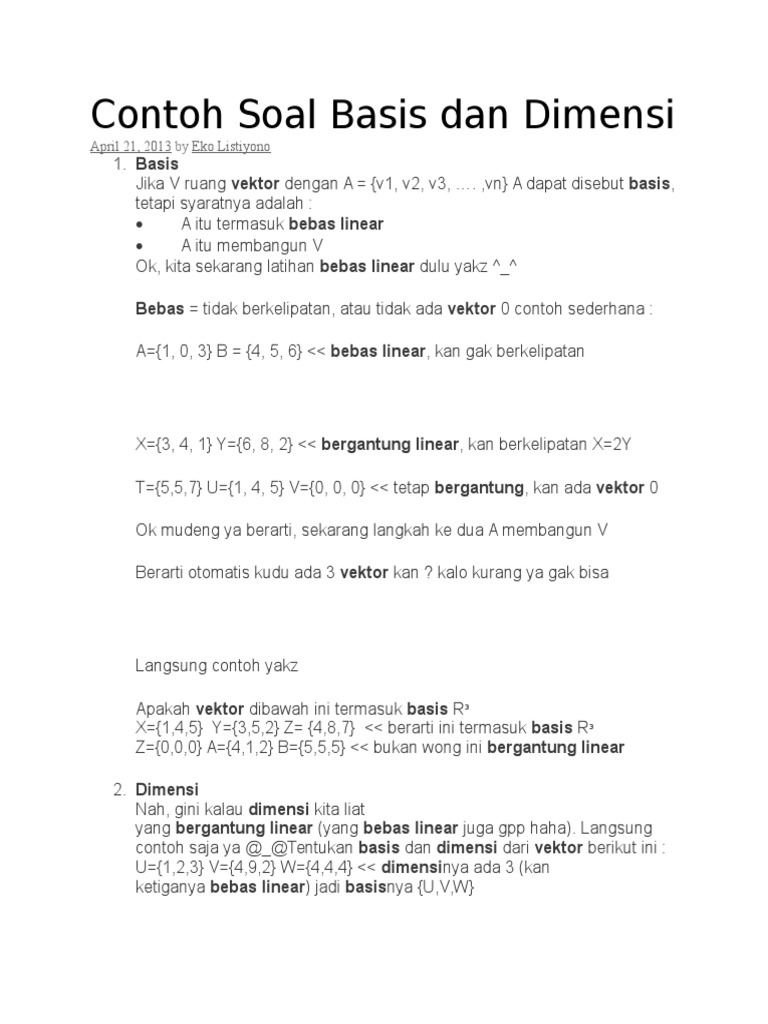 Contoh Soal Basis Dan Dimensi | PDF