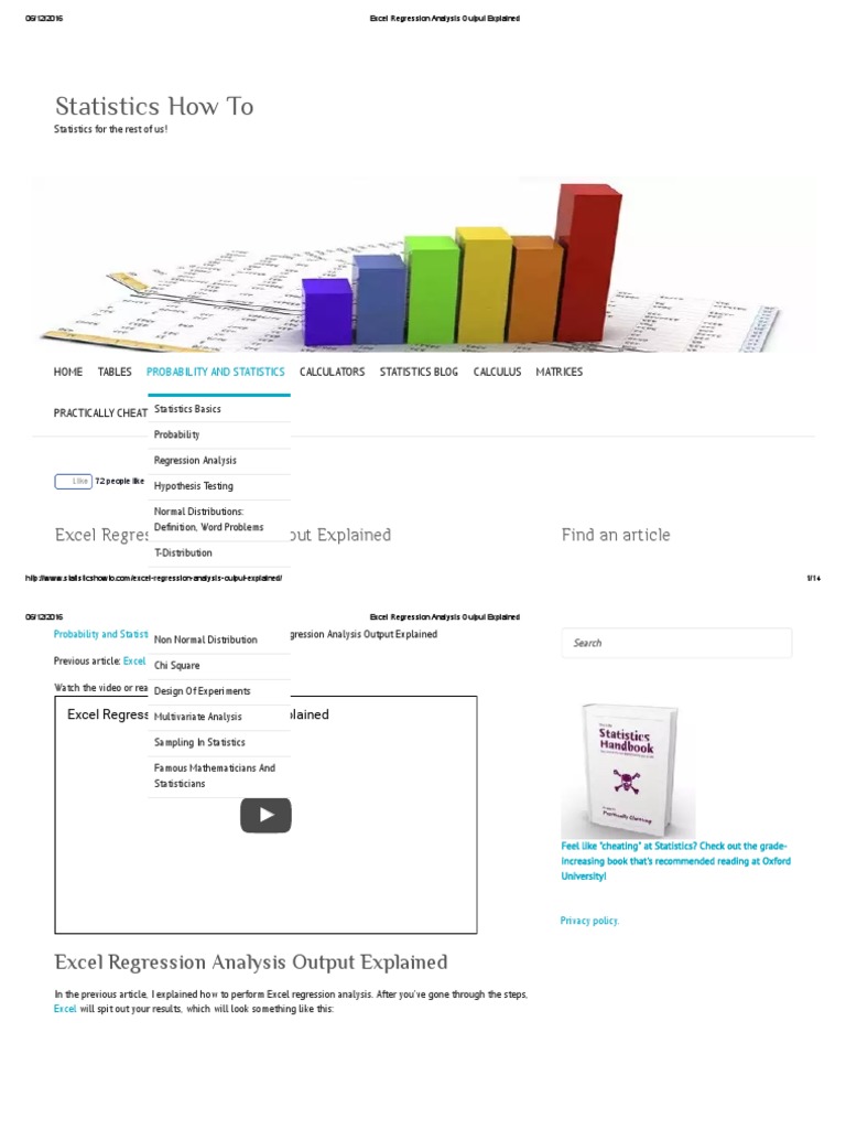 Excel Regression Analysis Output Explained | PDF | Errors And Residuals ...