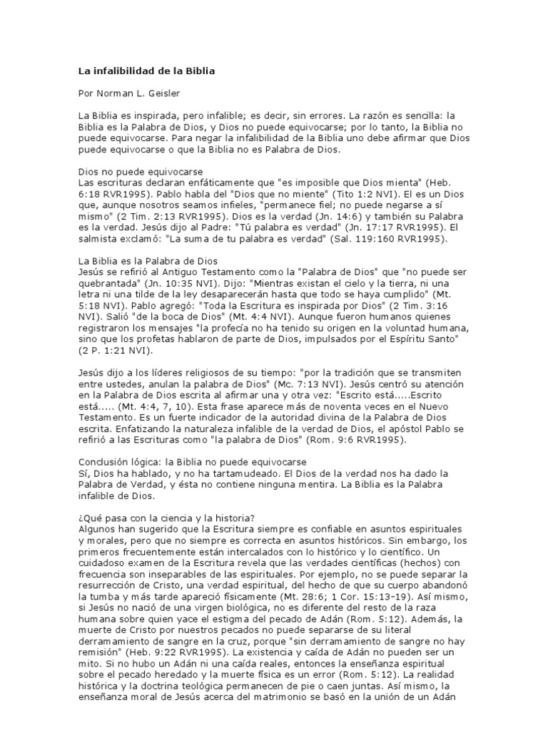 La Infalibilidad de La Biblia | PDF | Verdad | Biblia