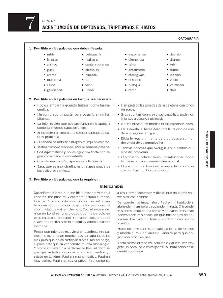 Acentuación de Diptongos, Triptongos e Hiatos PDF | PDF | Lingüística ...