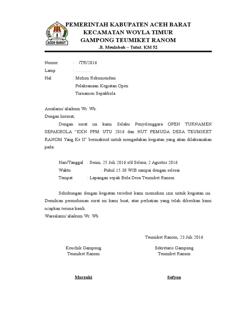 Surat Permohonan Koni | PDF