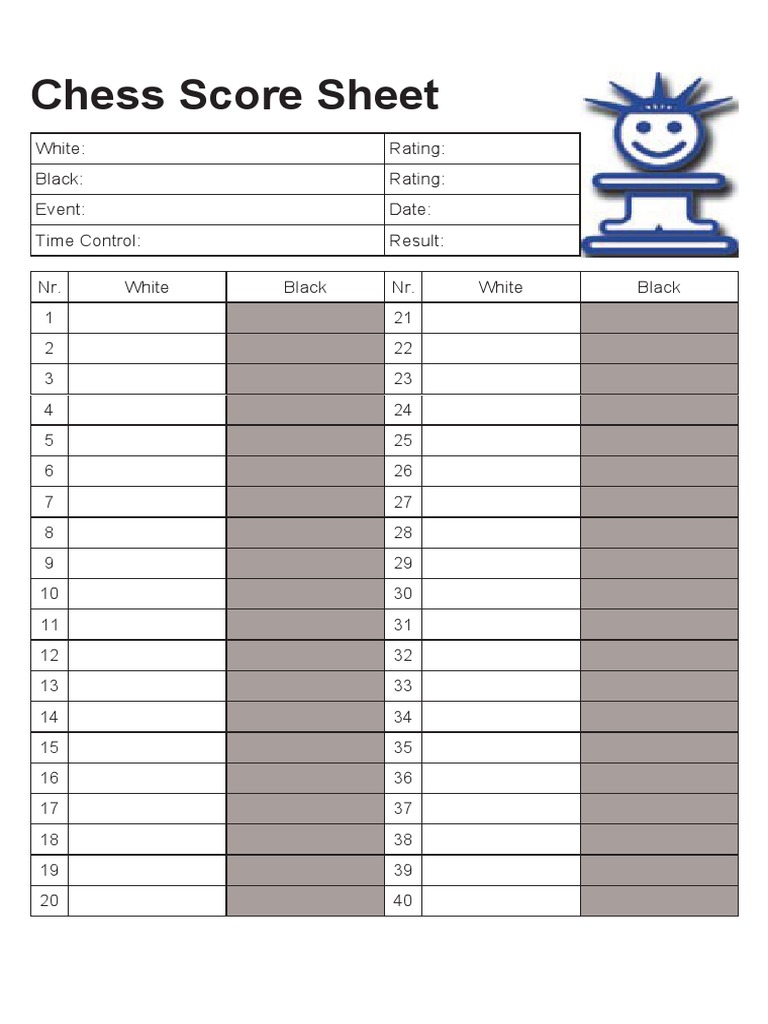 Chess Score Sheet Template864415120160406 | PDF