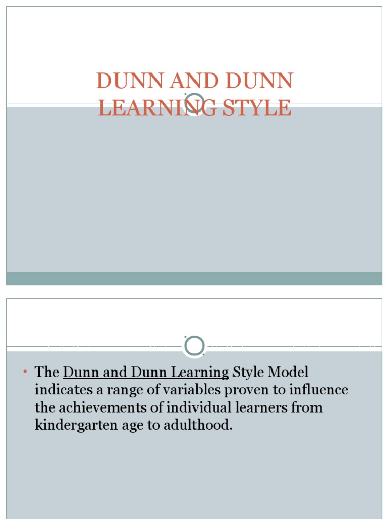 Dunn and Dunn Learning Styles Model | PDF | Career & Growth | Wellness