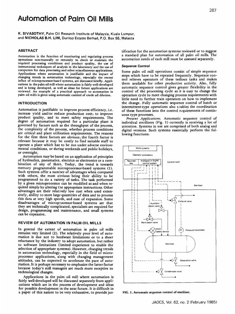 Automation of Palm Oil Mills | PDF | Automation | Flow Measurement