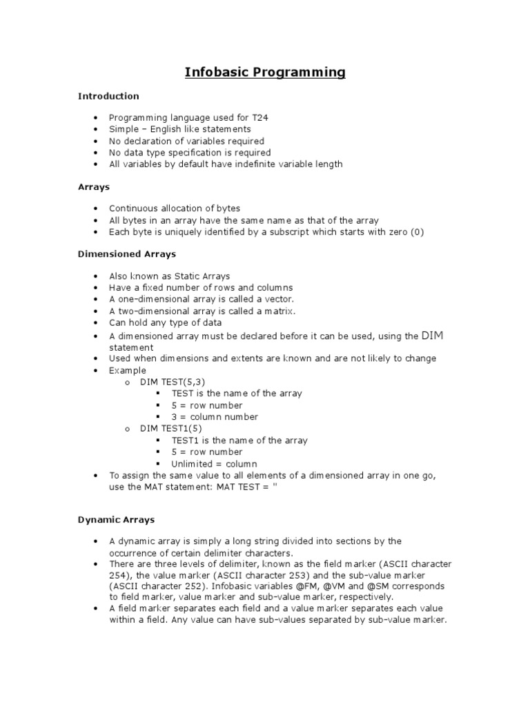 Infobasic Programming | PDF | Array Data Structure | Subroutine