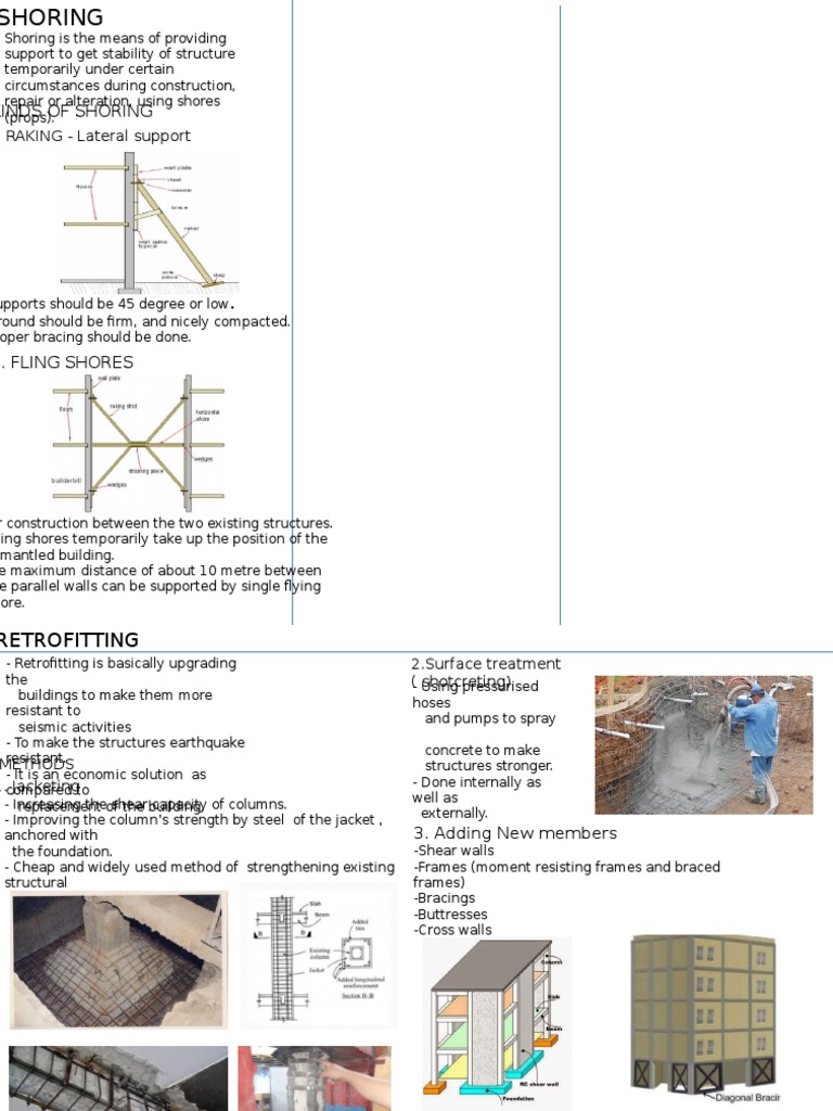 Kinds of Shoring: 1. RAKING - Lateral Support | PDF