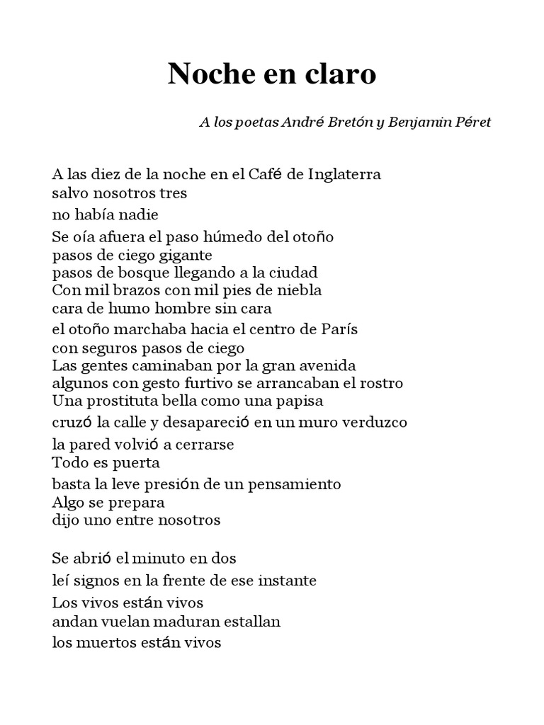 Una Noche De Poesía Surrealista En París Pdf Naturaleza