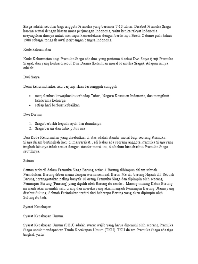 Pengertian Siaga, Dwi Dharma, Dan Dwi Satya | PDF | Agama & Spiritualitas