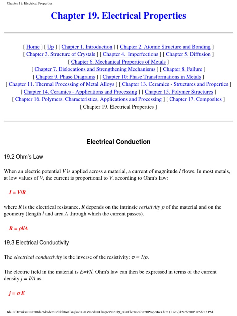 Chapter 19. Electrical Properties | PDF | Dielectric | Electrical Resistivity And Conductivity