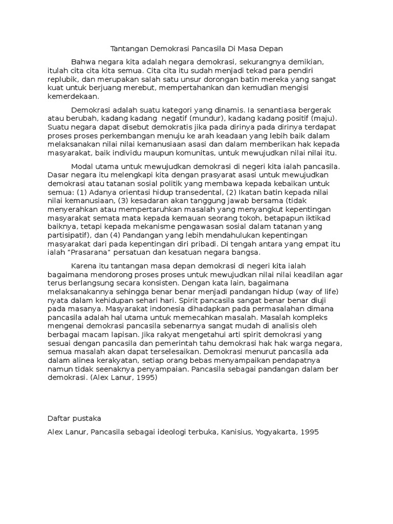 Tantangan Demokrasi Pancasila Di Masa Depan | PDF | Ilmu Sosial | Sains & Matematika