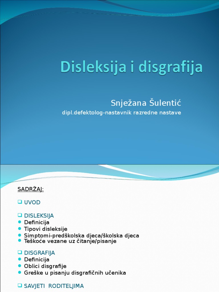 Disleksija I Disgrafija | PDF