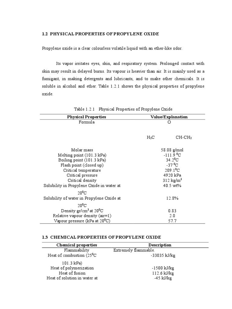 Propylene Oxide | PDF | Cooking, Food & Wine