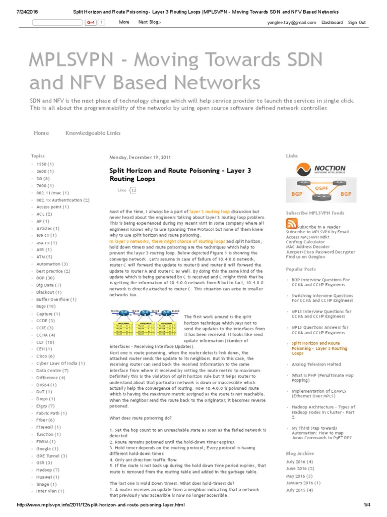 Split Horizon and Route Poisoning - Layer 3 Routing Loops - MPLSVPN ...