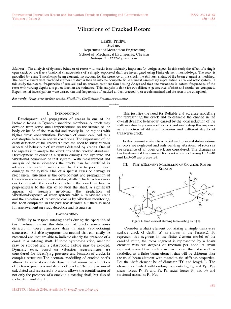 Vibrations of Cracked Rotors | PDF | Stiffness | Fracture