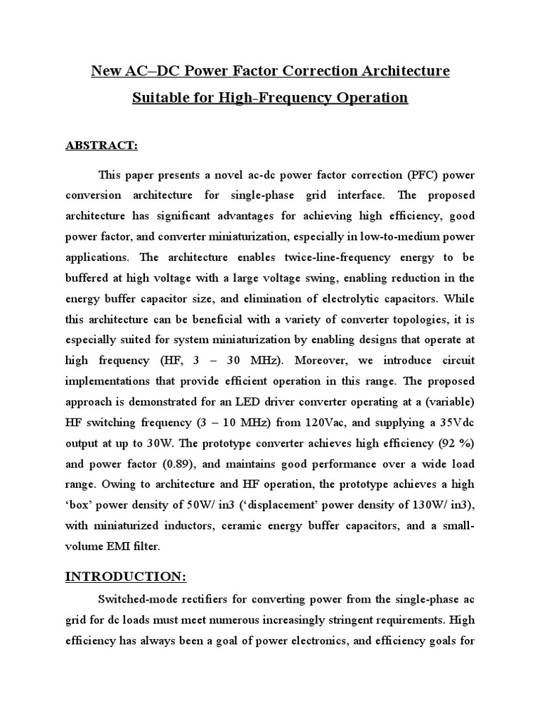 New AC-DC Power Factor Correction | PDF | Capacitor | Direct Current