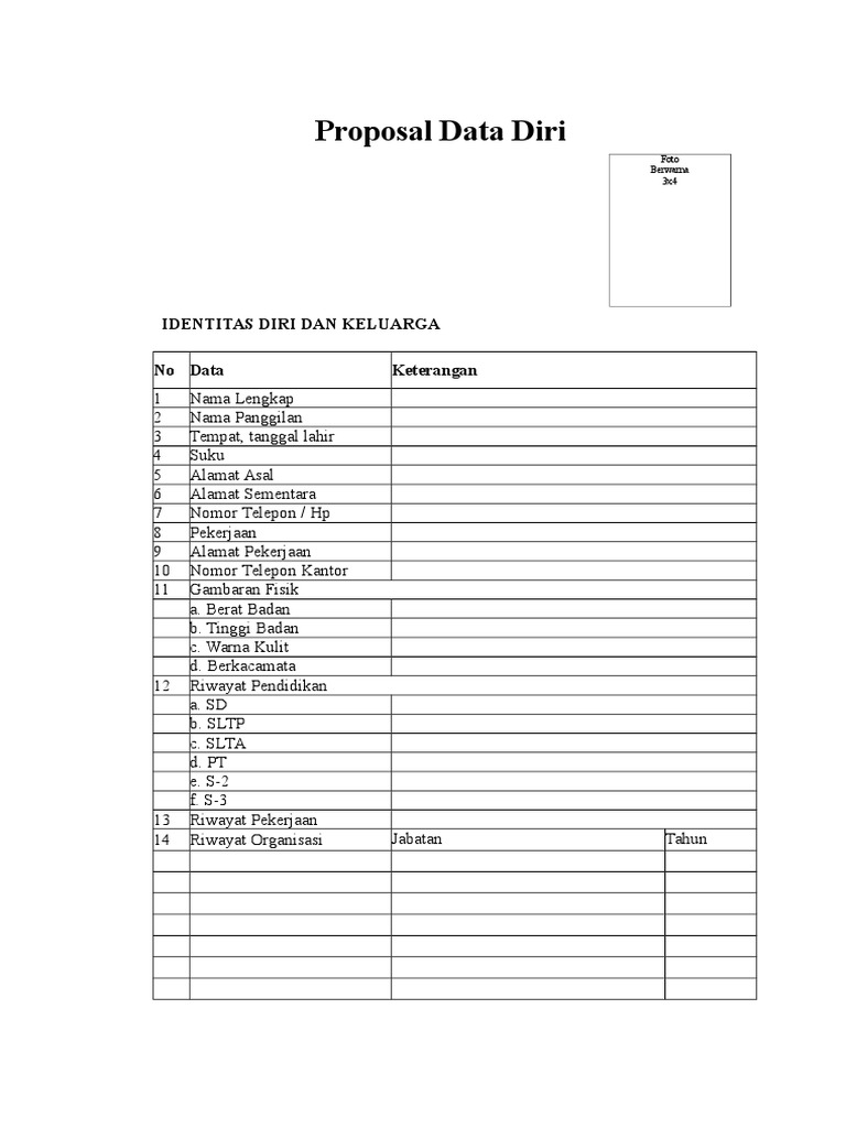 Proposal Data Diri Kosong | PDF