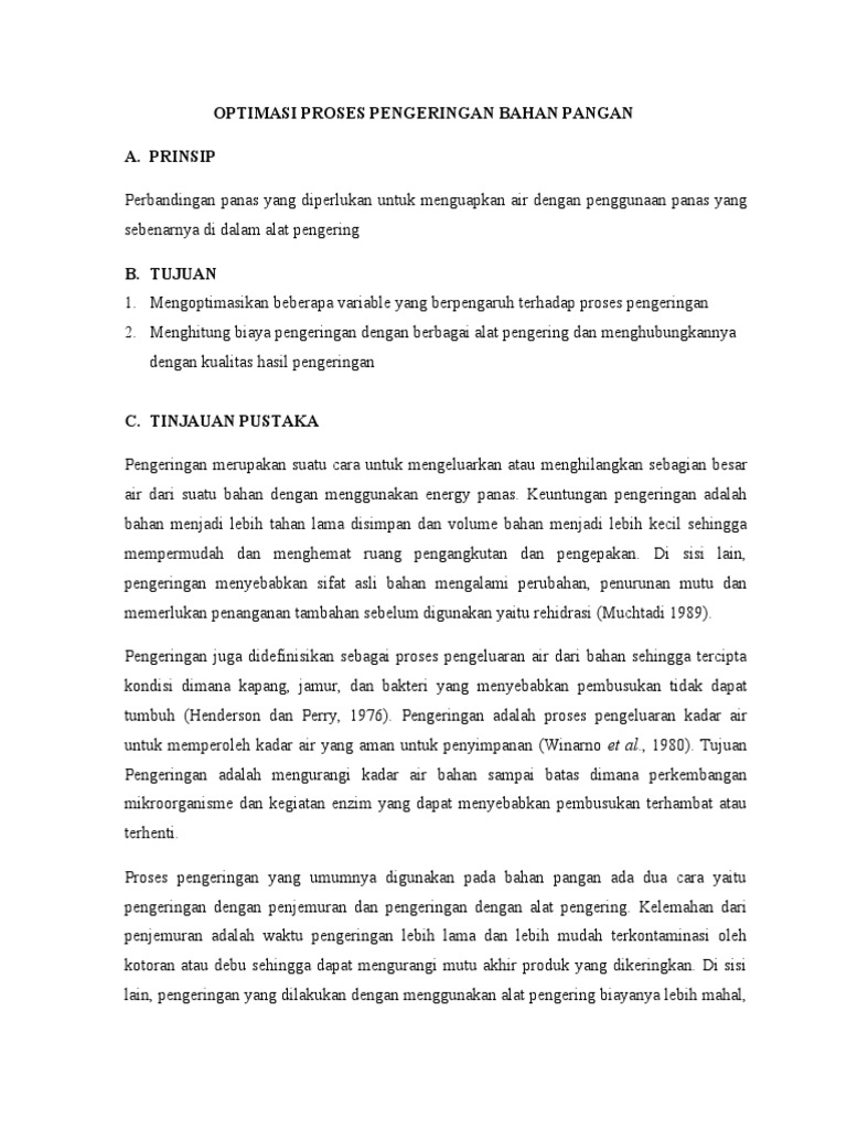 Lap Optimasi Proses Pengeringan Bahan Pangan | PDF