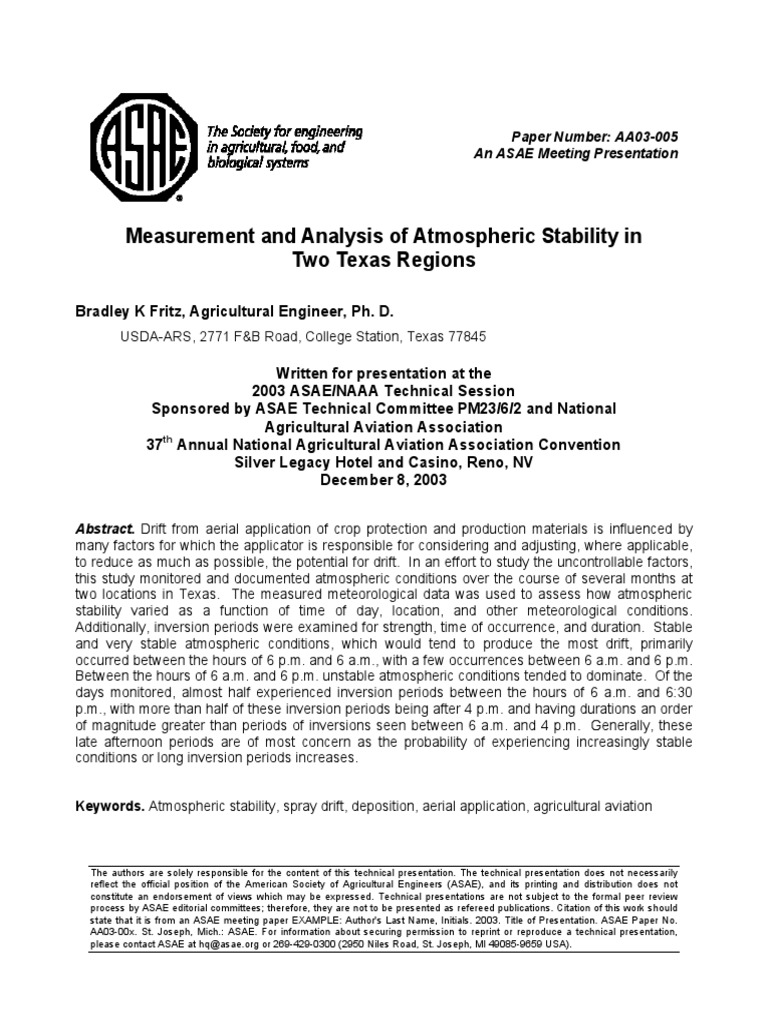 Measurement and Analysis of Atmospheric Stability | PDF | Atmosphere Of ...