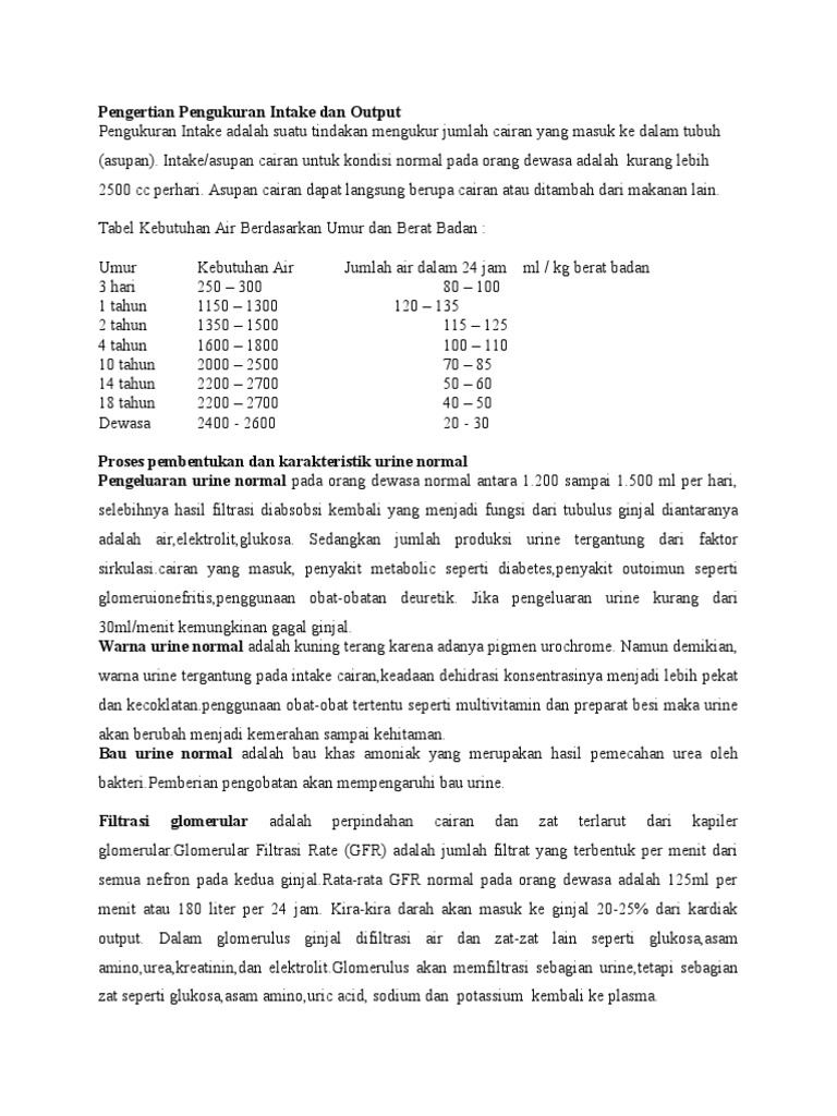 Pengeluaran Urine Normal Dewasa | PDF