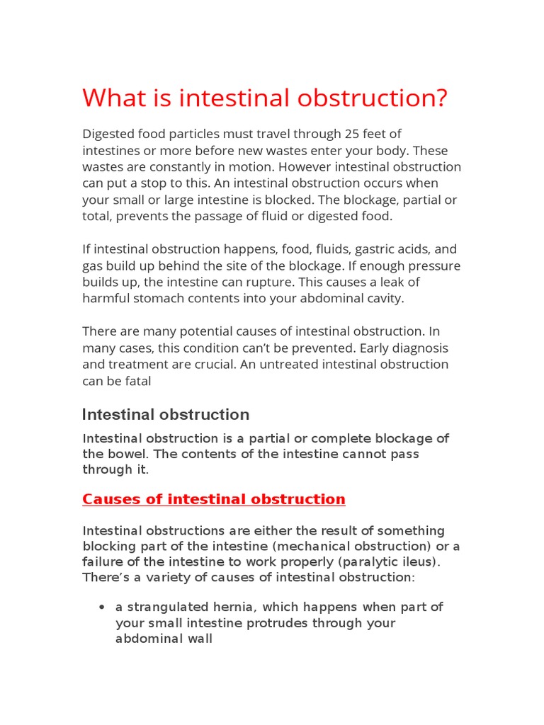 What Is Intestinal Obstruction | PDF | Gastrointestinal Tract ...