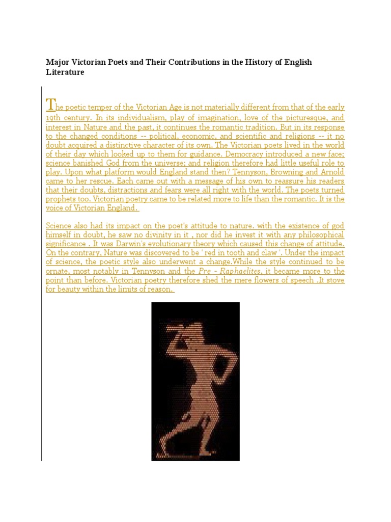 Major Victorian Poets and Their Contributions in The History of English ...