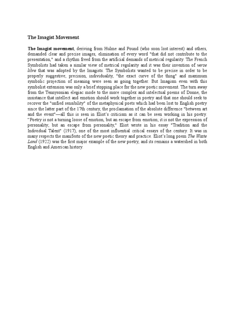 The Imagist Movement | PDF