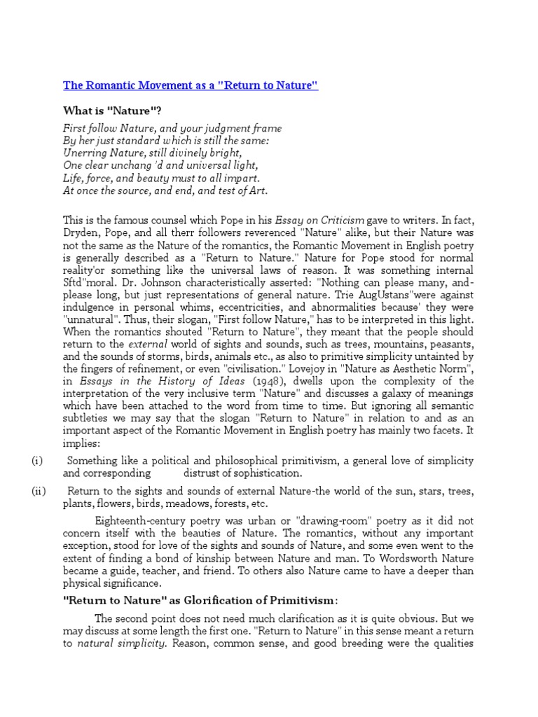 The Romantic Movement As A | PDF | John Keats | William Wordsworth