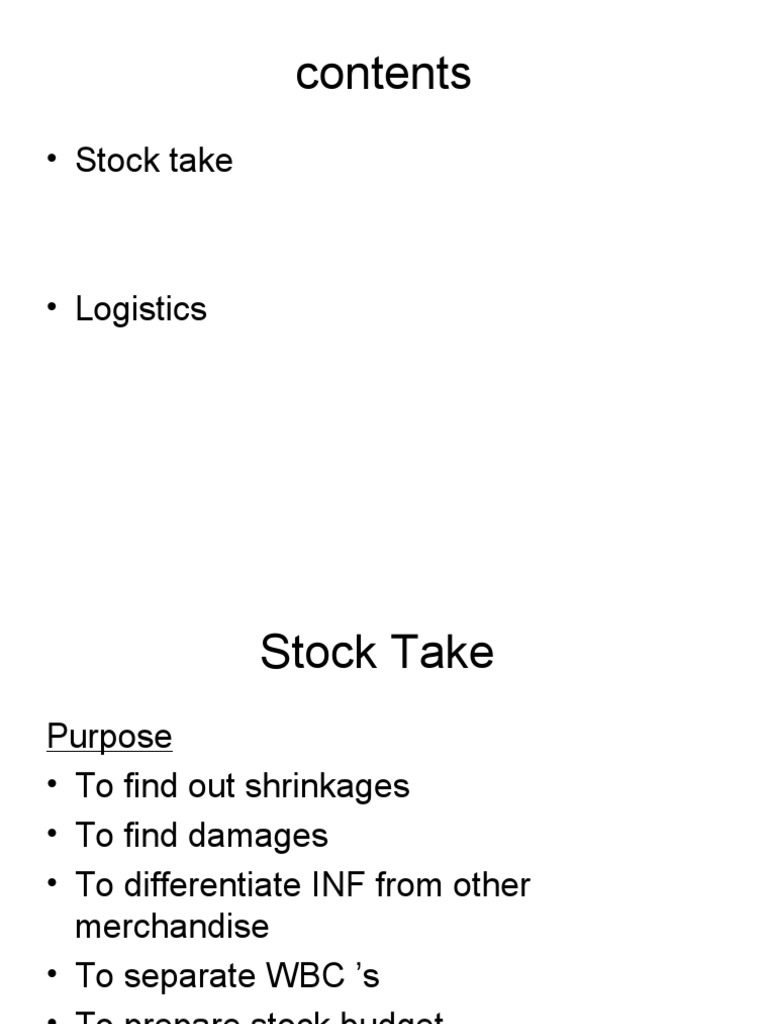 Stock Take and Logistics Procedures Guide | PDF | Logistics | Business ...